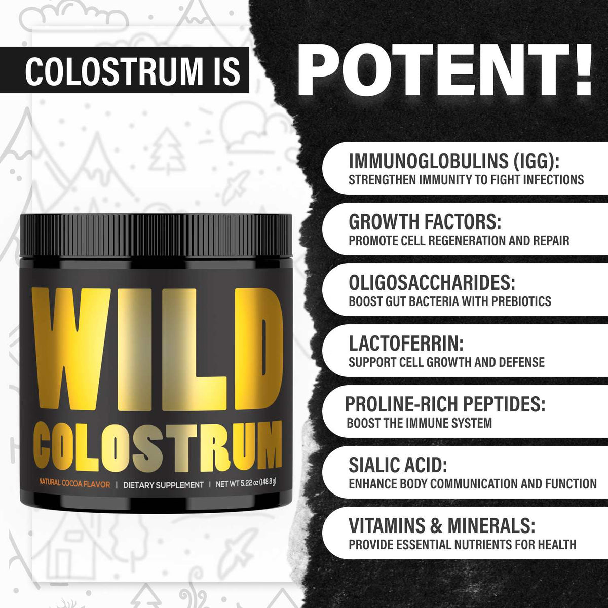 NEW!!! Colostrum Powder, Grass-fed, Chocolate 5.22oz