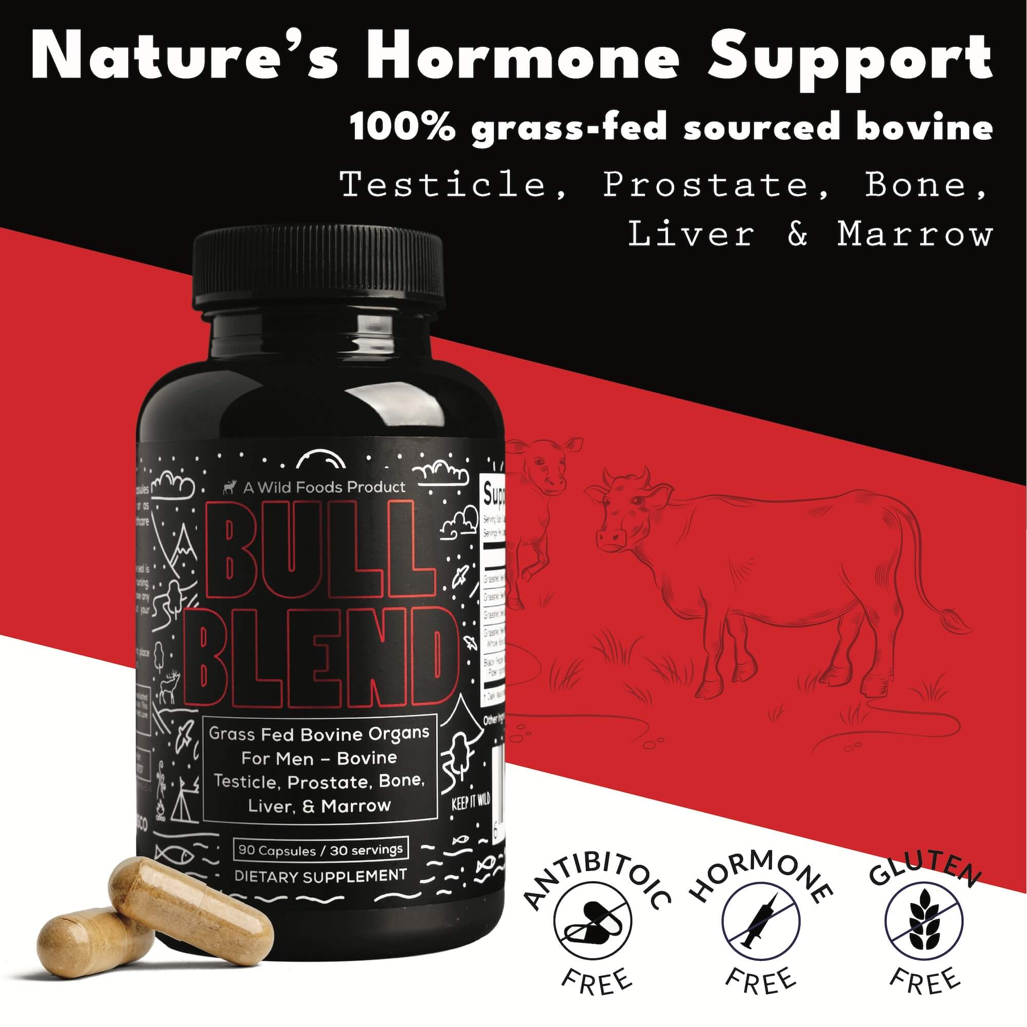 Bull Blend 30 Servings Natural Male Hormone And Energy Support