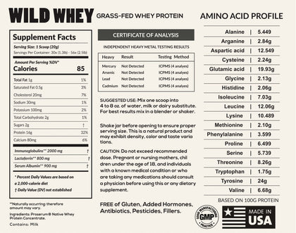 Grass-fed Whey Protein by Wild Foods